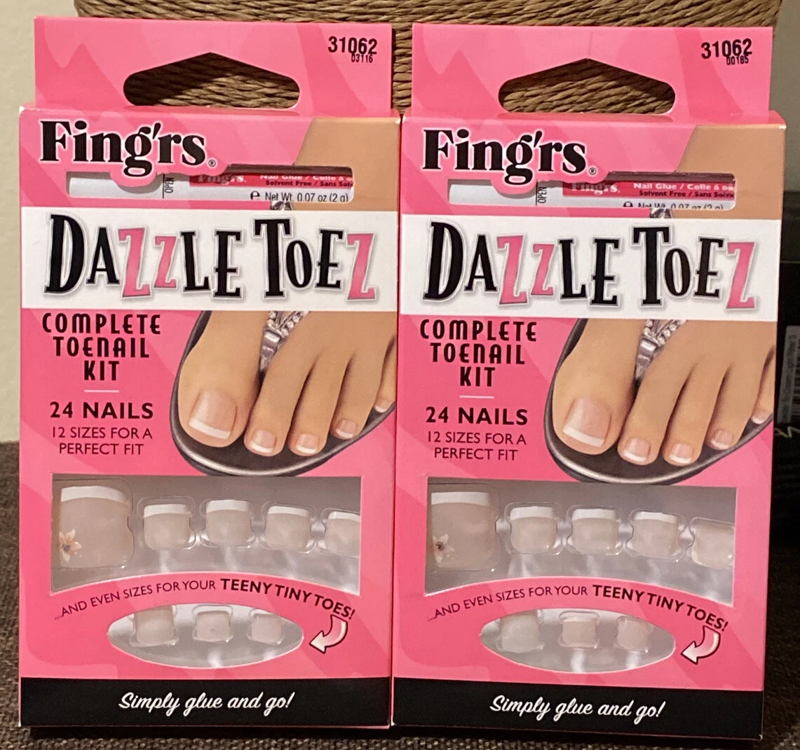 2 Fing’Rs Dazzle Toez French 31062 Complete Toenail Kit With Sizes For ...