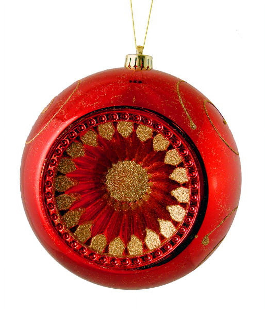 2-Finish Red and Gold Retro Reflector Shatterproof Christmas Ball ...