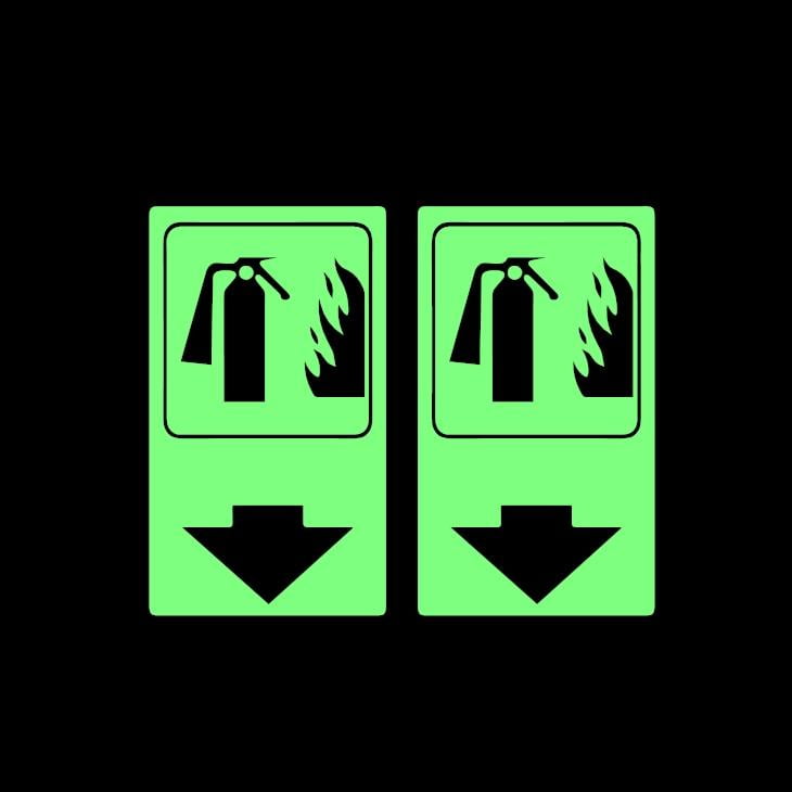 2 of Fire extinguisher Sign with Arrow Vinyl Decal Sticker Luminescent ...