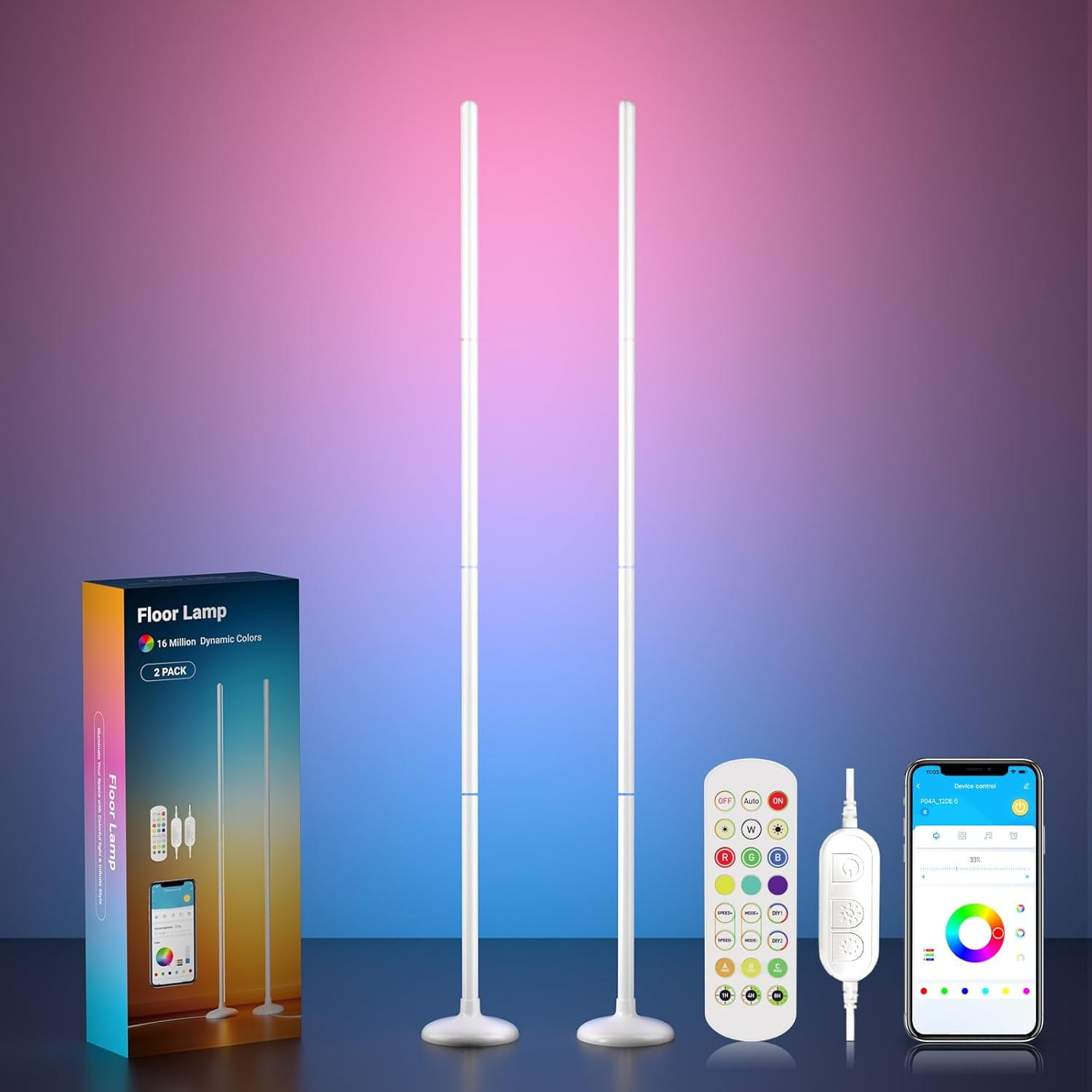 2 Floor Lamps for Ambient Lighting, Joint Design, Modern Corner Light ...