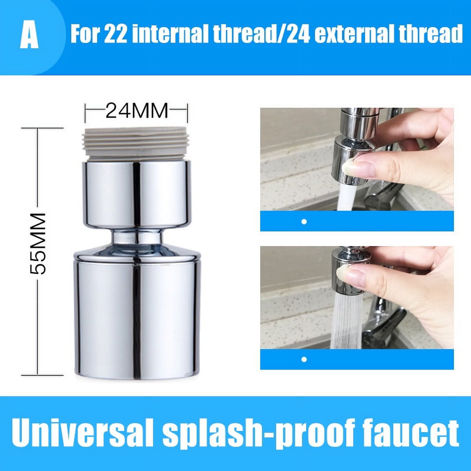 2-Flow Kitchen Sink Aerator 360-Degree Swivel Faucet Water Saving ...