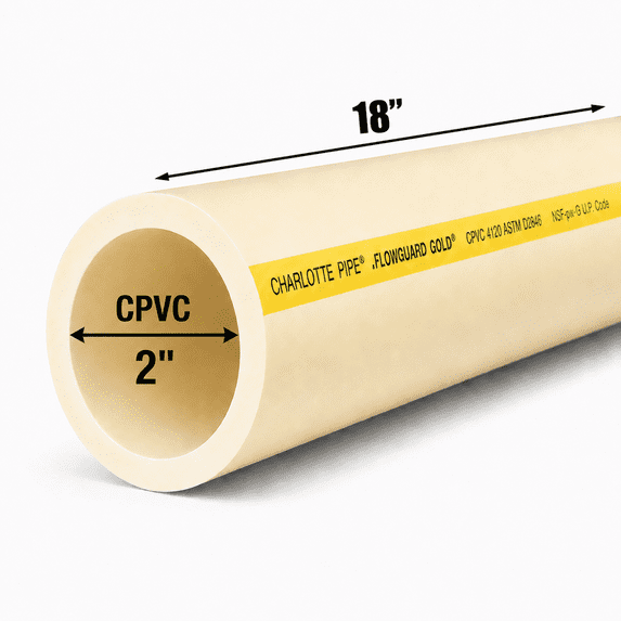 2" FlowGuard Gold CPVC Pipe CTS for Hot & Cold Water Plumbing 18 ...