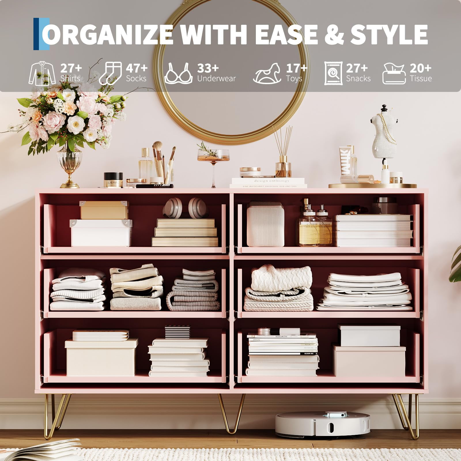 2#Fluted Dresser for Bedroom with 6 Drawers - Walmart.com