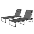 2 Folding Chaise Lounge Pool Chairs with 4-Position Reclining Back ...