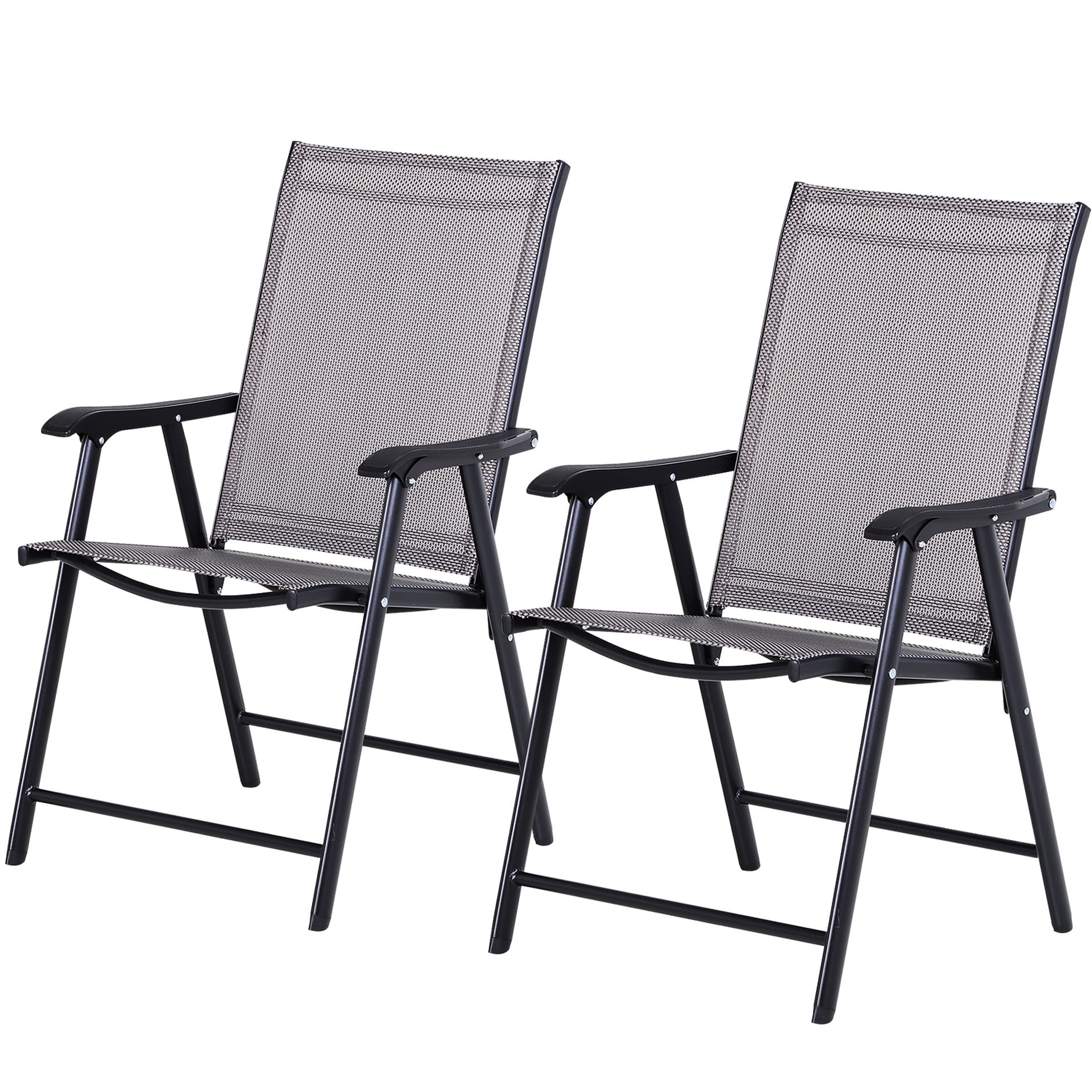 2 Folding Patio Chairs , Stackable Outdoor Sling Armrest For Lawn ...