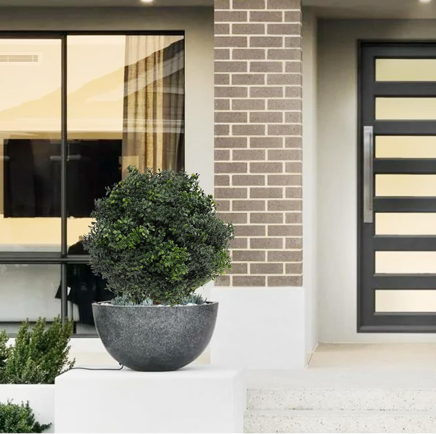 2 Foot Outdoor Artificial Boxwood Ball Topiary Bush Potted Rated Plant ...