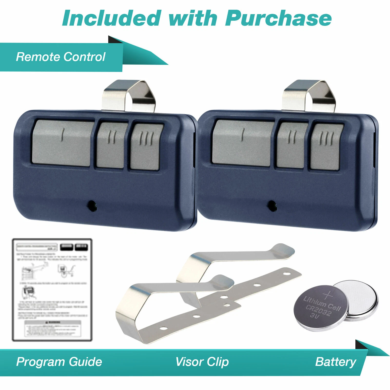 2 For Chamberlain LiftMaster Garage Door Opener Remote Blue 893LM 953EV ...