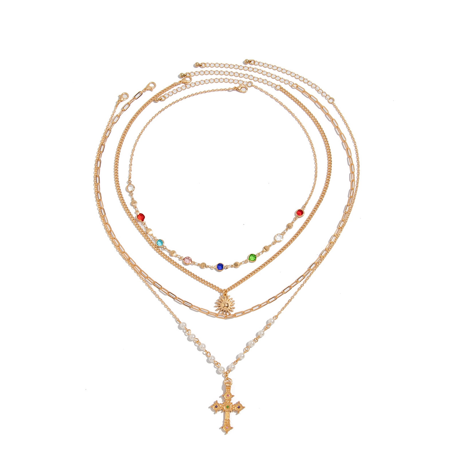 2. French Retro Faux Pearls Necklace Adjustable Alloy Chain Versatile ...