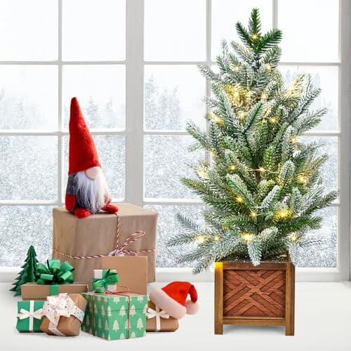 2 Ft Prelit Tabletop Mini Christmas Tree, Battery Operated Artificial ...