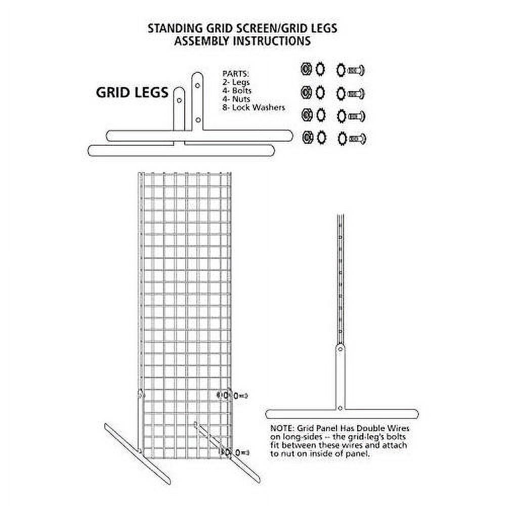 2 Ft X 6 Ft White Standing Grid Screen - Includes Grid Panel And 2 Grid ...