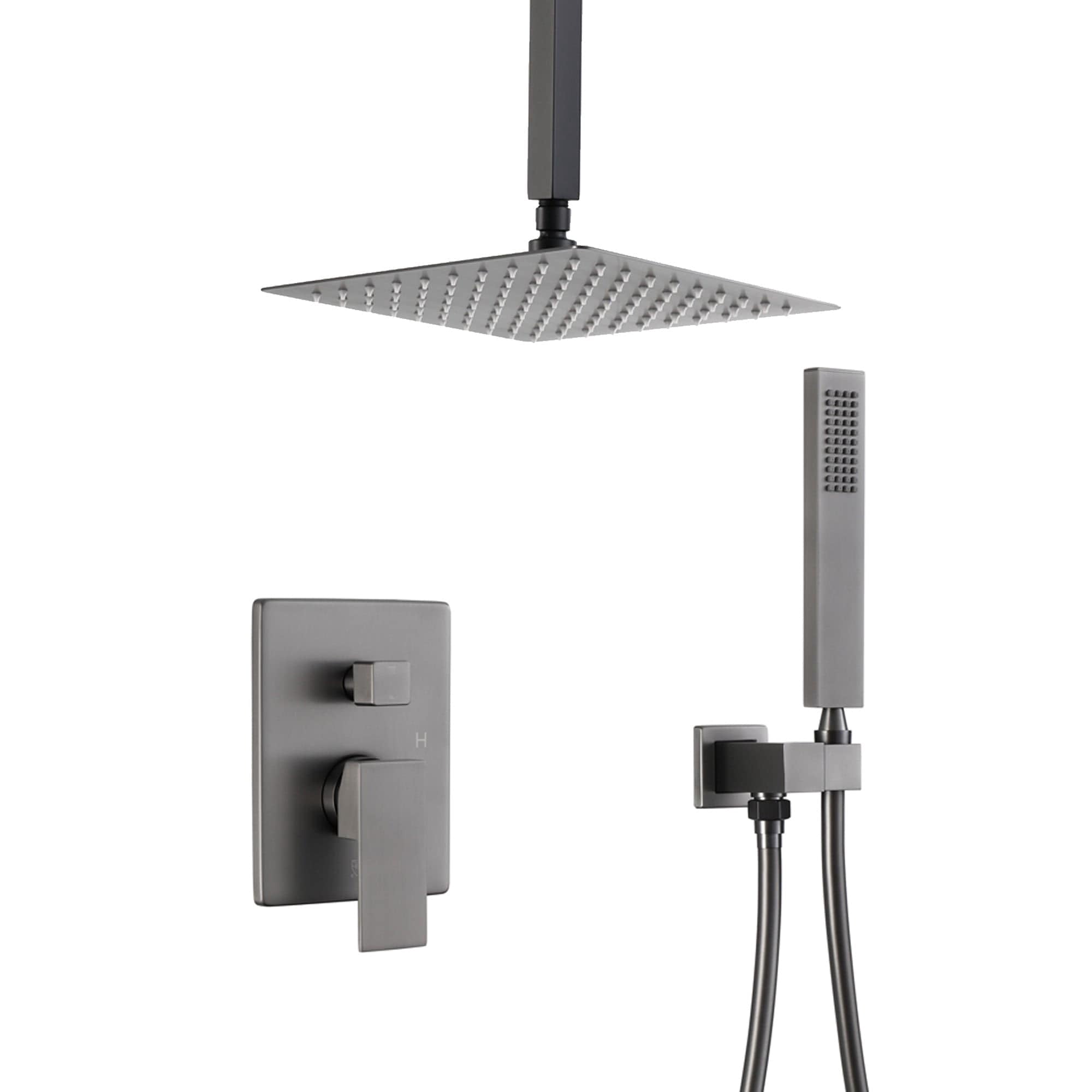 2 Function 10" Ceiling Mount Dual Shower Heads Shower System Square ...