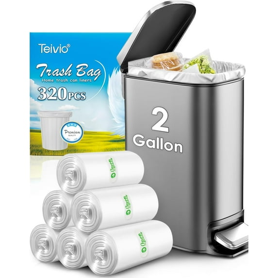 2 Gallon 320 Counts Strong Trash Bags Garbage Bags, Bathroom Trash Can ...
