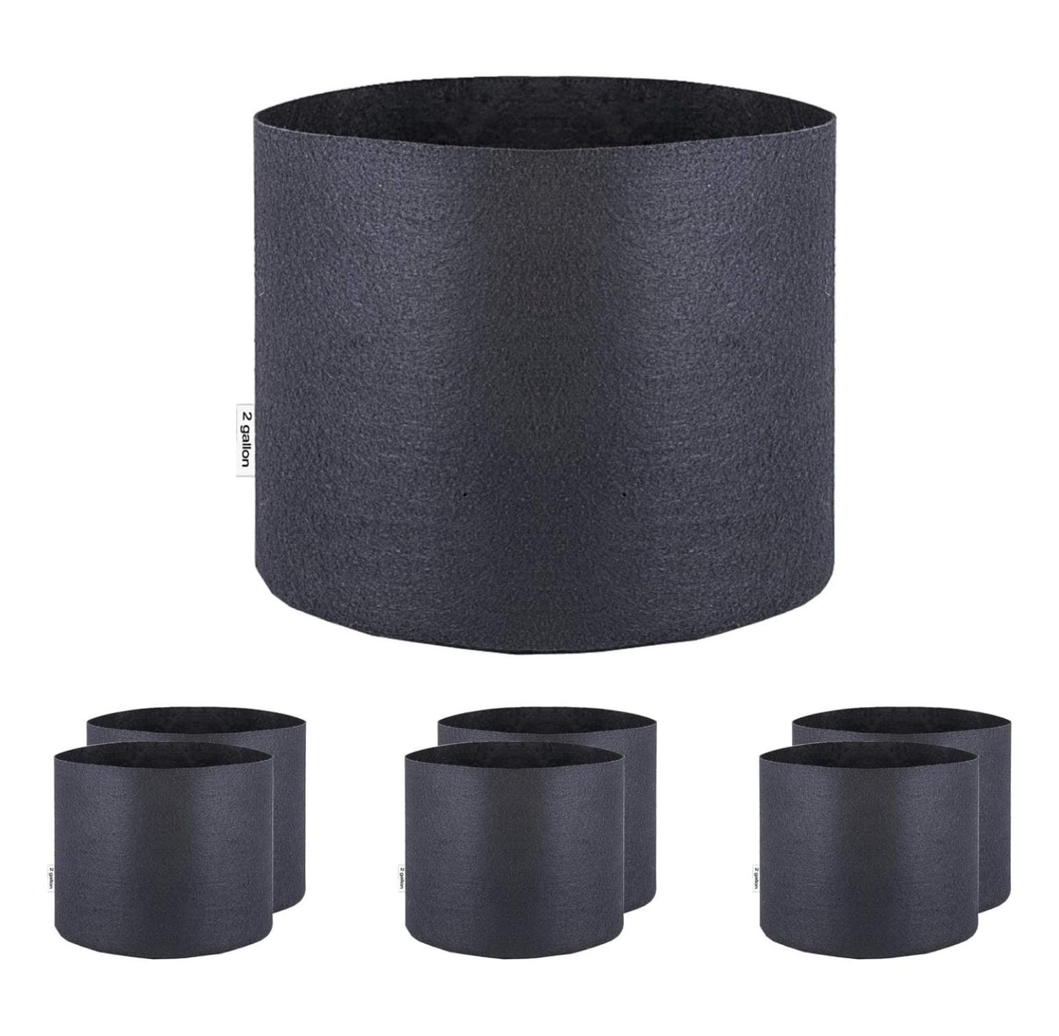 2 Gallon 6-Pack Round Fabric Fabric Aeration Pots Container for Nursery ...