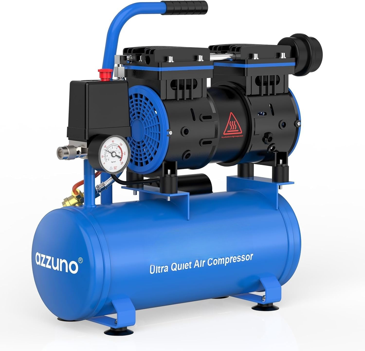 2 Gallon Air Compressor, 1.6CFM@90PSI Oil Air Compressor Tank & .116PSI ...