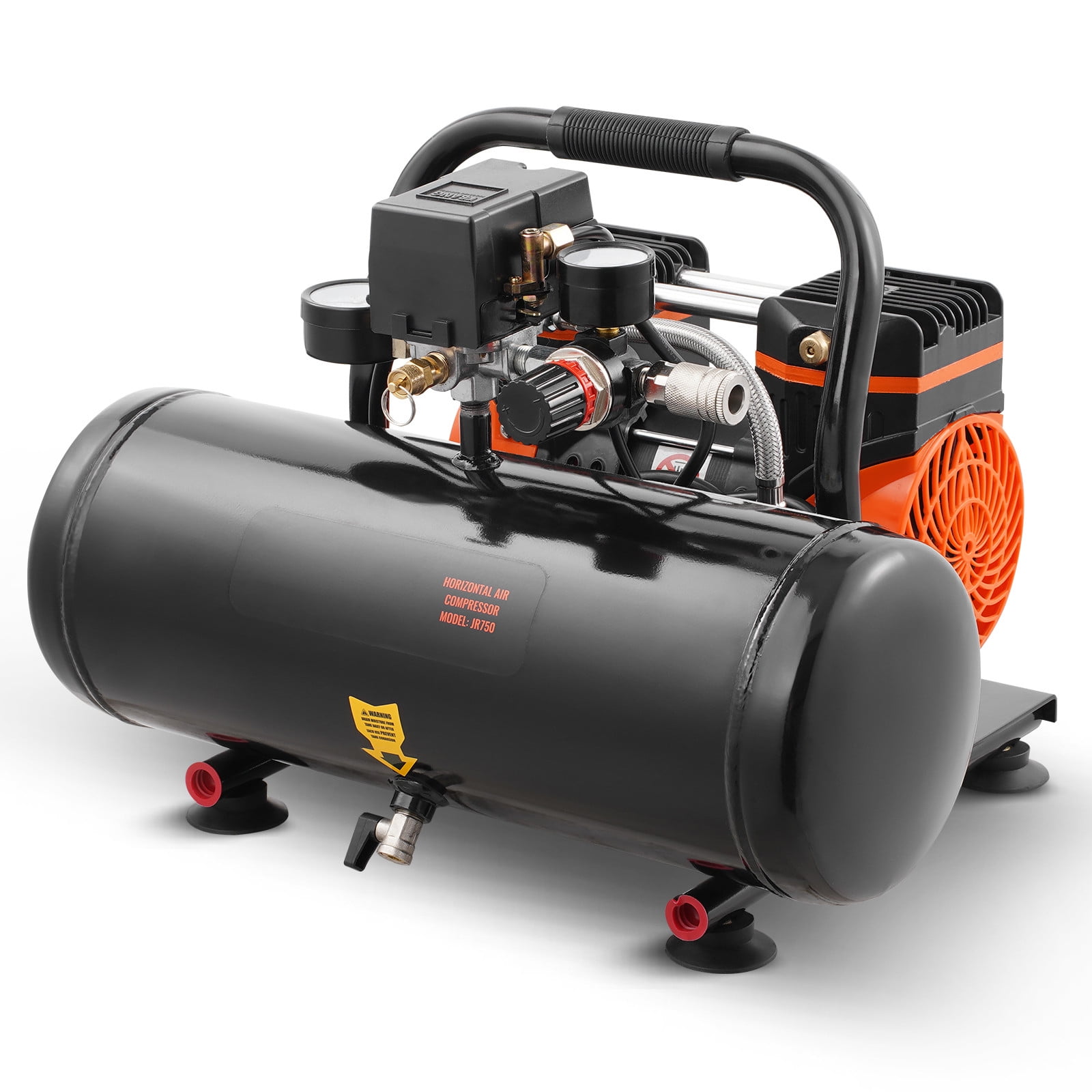 2 Gallon Air Compressor Compact Portable Oil Free Compressor 1HP 2.1CFM ...