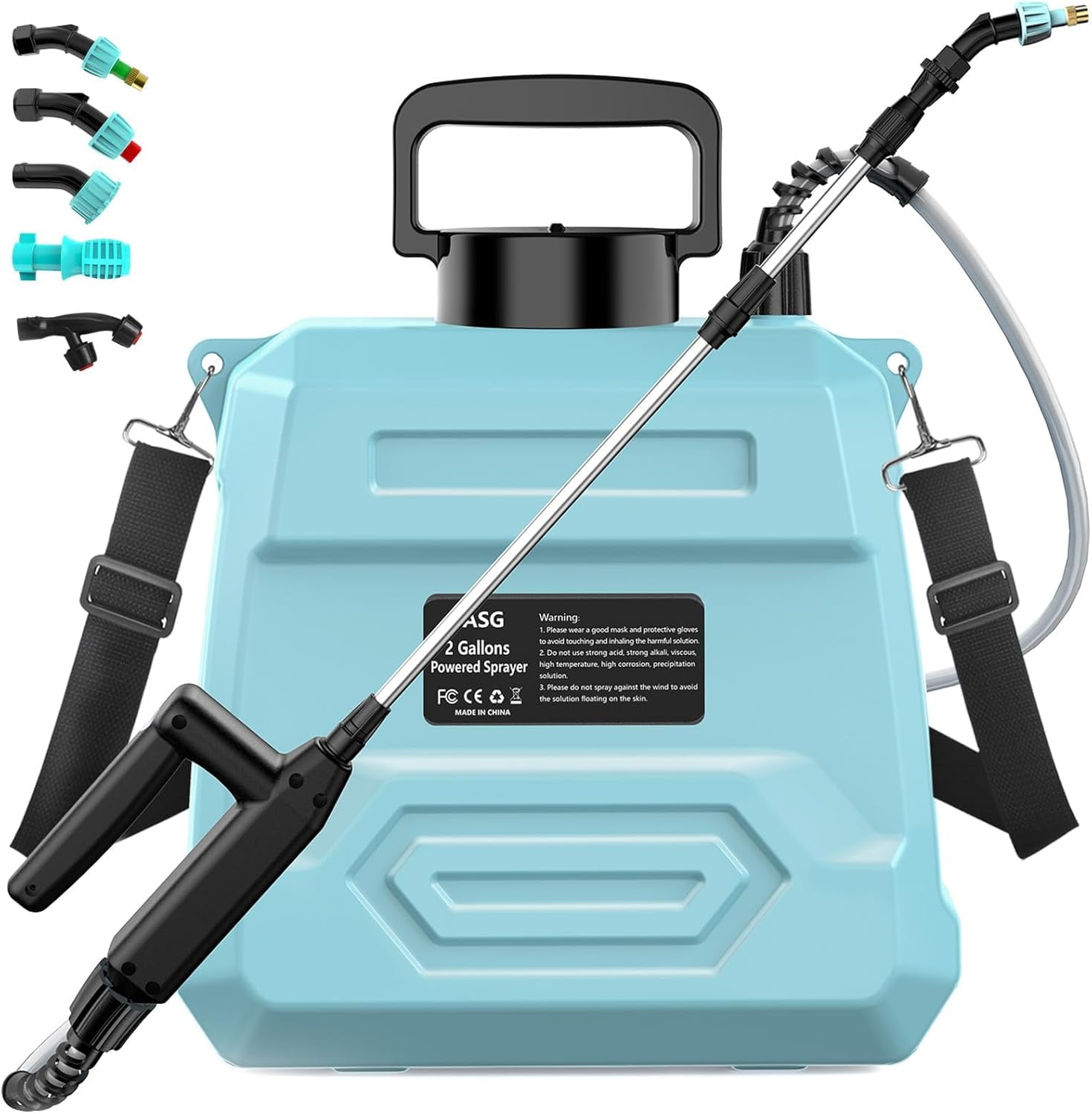 2 Gallon Battery Powered Garden Sprayer, 7.4V Powerful Electric Backpack Sprayer, Weed Yard Lawn ...