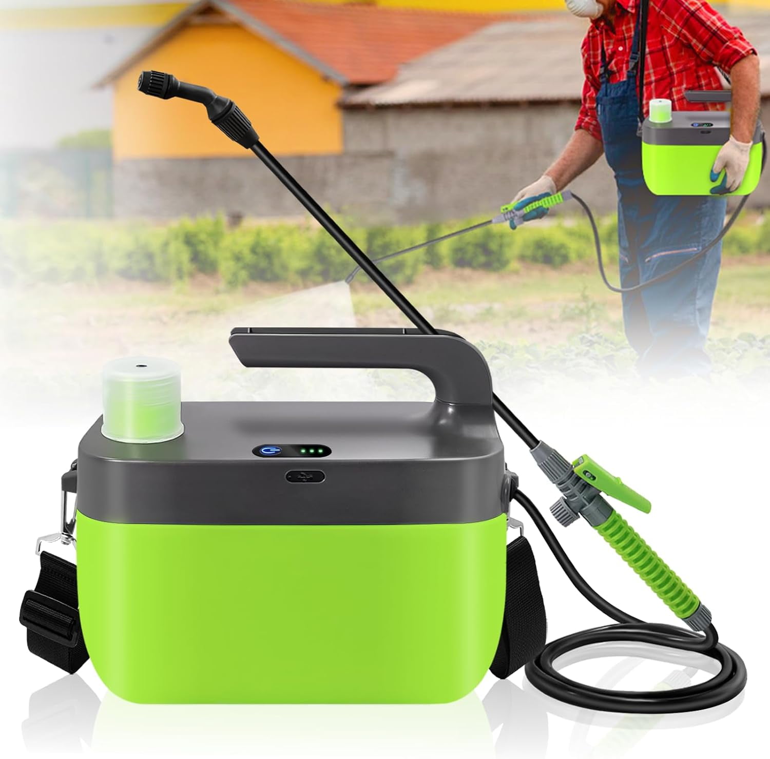 2 Gallon Battery Powered Garden Sprayer, Electric Sprayer with USB ...