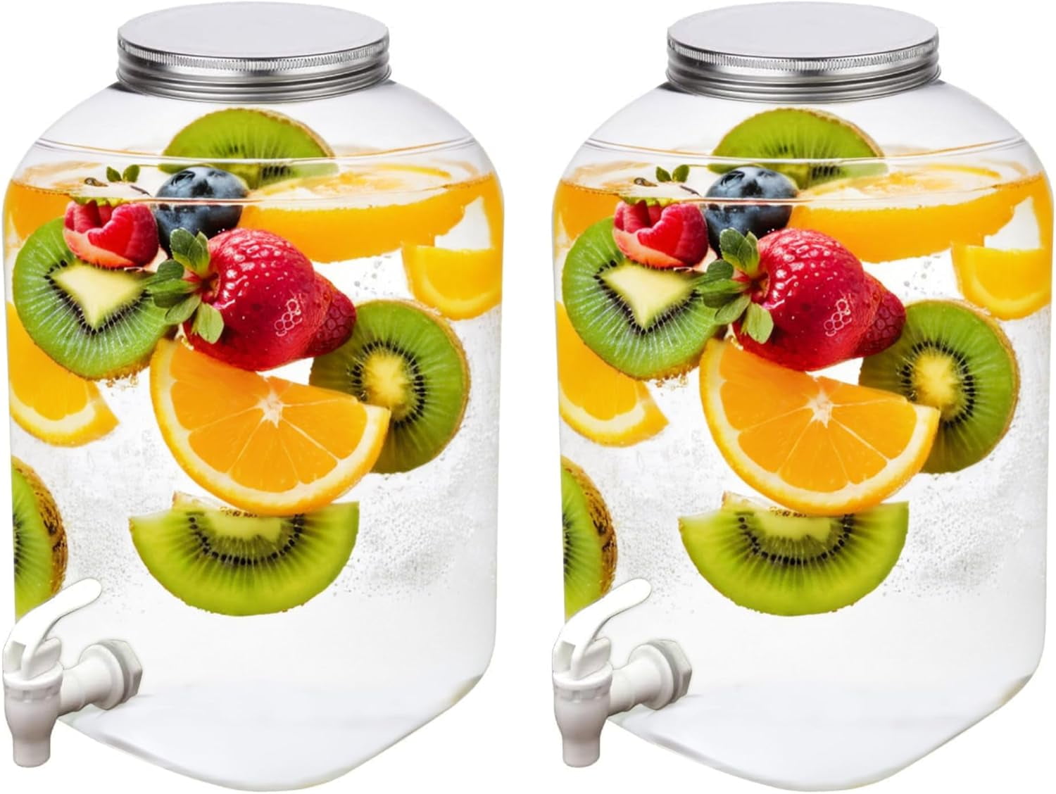 2 Gallon Beverage Dispenser with Lid and Spigot (Set of 2), BPA Free ...