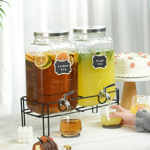 2 Gallon Beverage Dispenser With Spout,1/2pcs Glass Drinks Dispenser ...