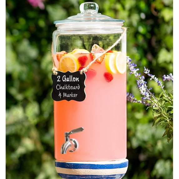 2 Gallon Beverage Serveware with Stainless Steel Spigot + Marker ...