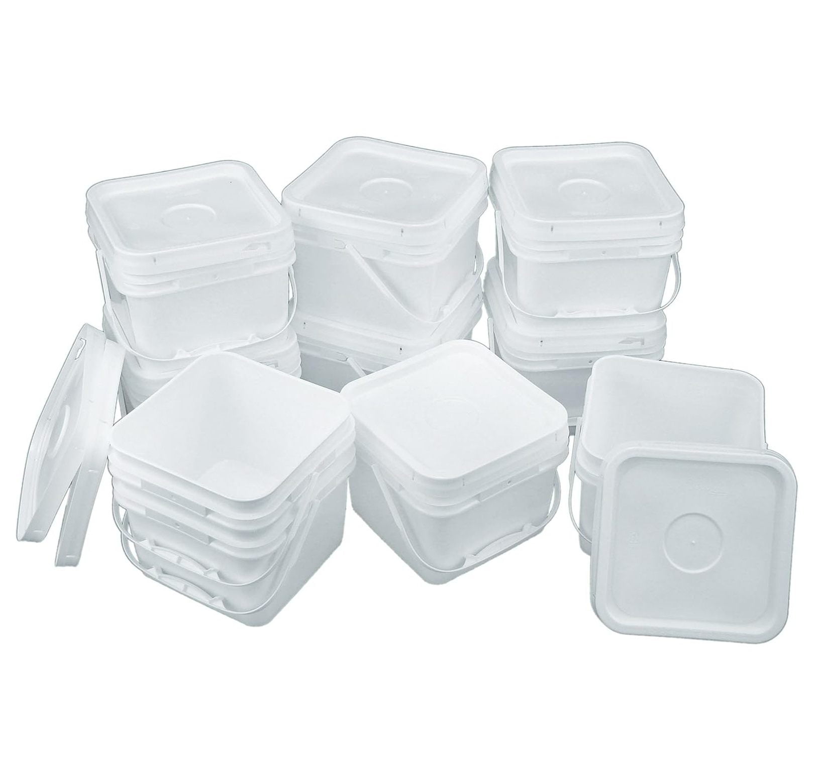2 Gallon Bucket Kit - 10 Pack White Food Grade Buckets with Lids - 65 ...
