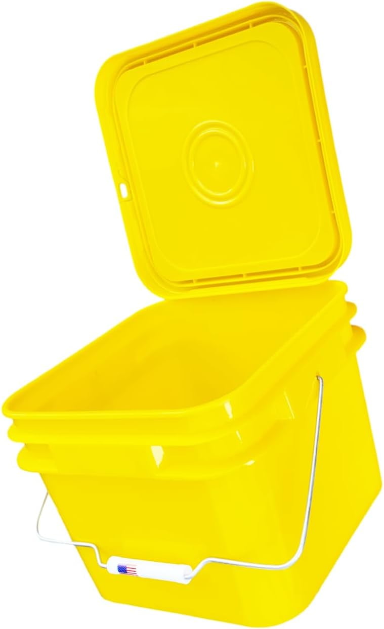 2 Gallon Bucket with Lid & Handle Food Grade BPA Free Polypropylene PP ...