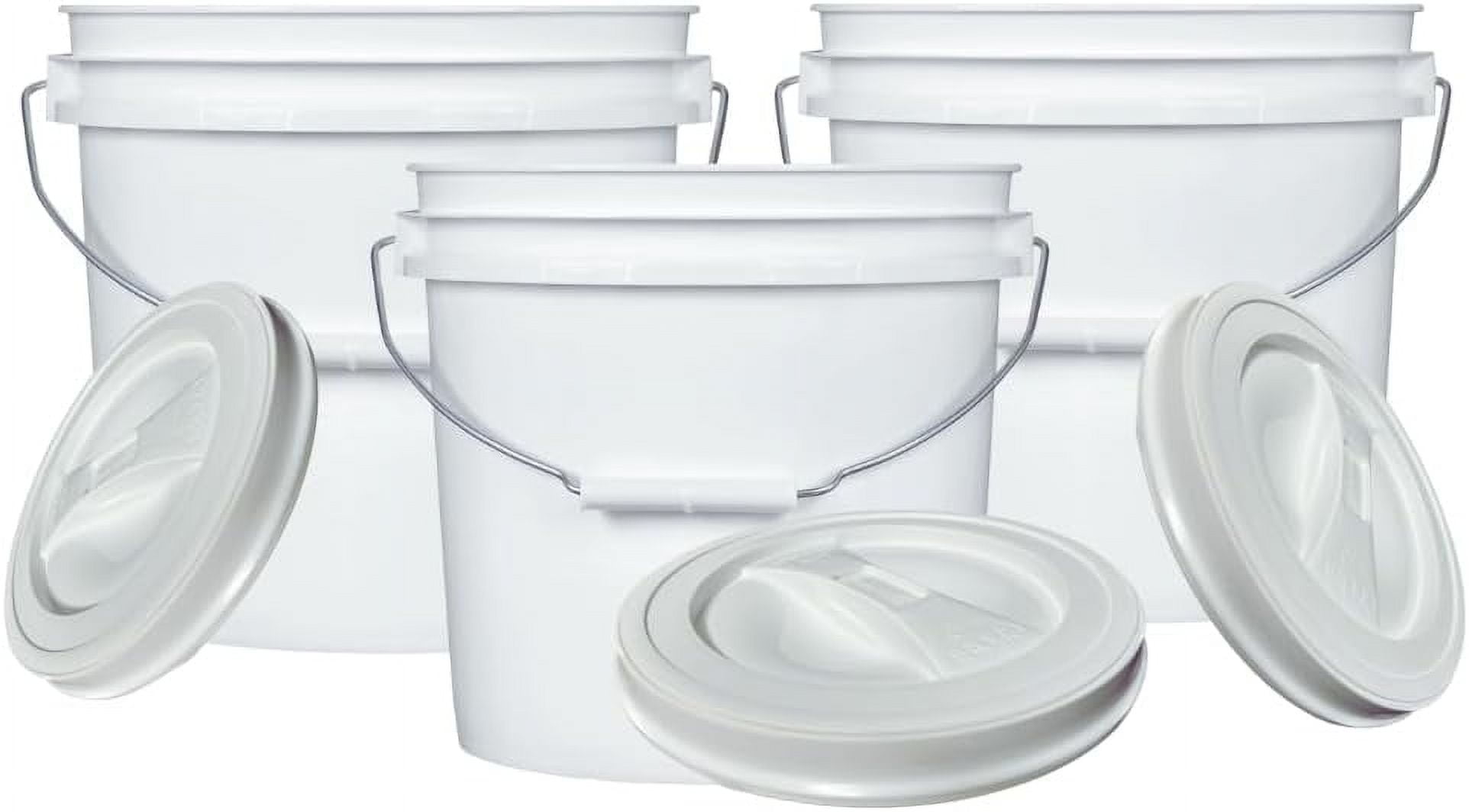 2 Gallon Bucket with Screw on Lid - Pack of 3 Made in USA Containers ...