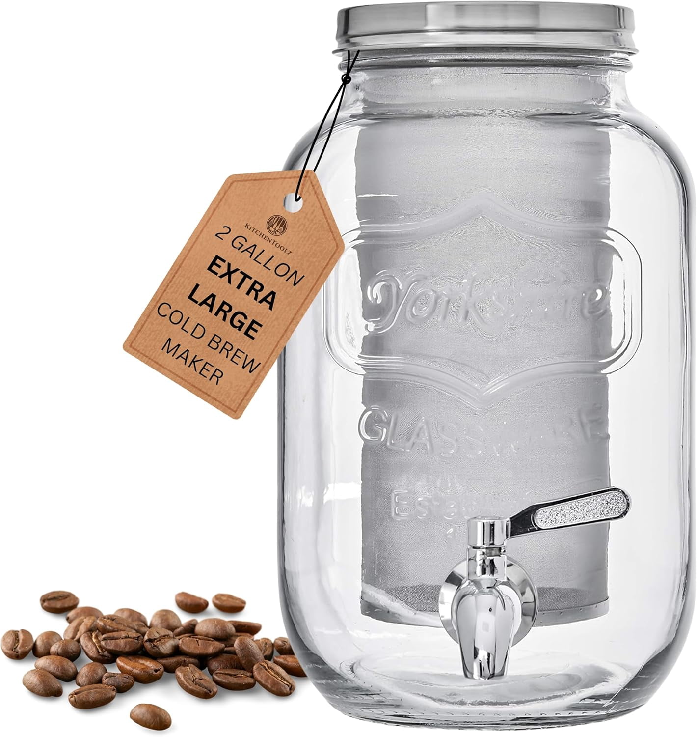 2-Gallon Cold Brew Coffee Maker – Commercial Size Extra Large Glass ...