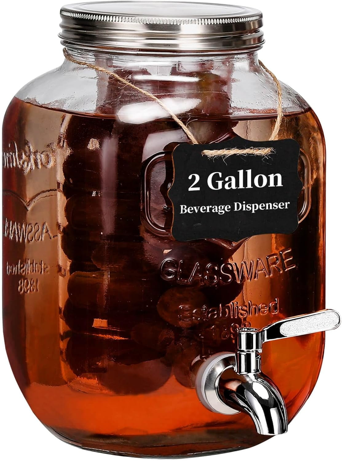 2 Gallon Drink Dispenser with 18/8 Stainless Steel Spigot, Sun Tea ...