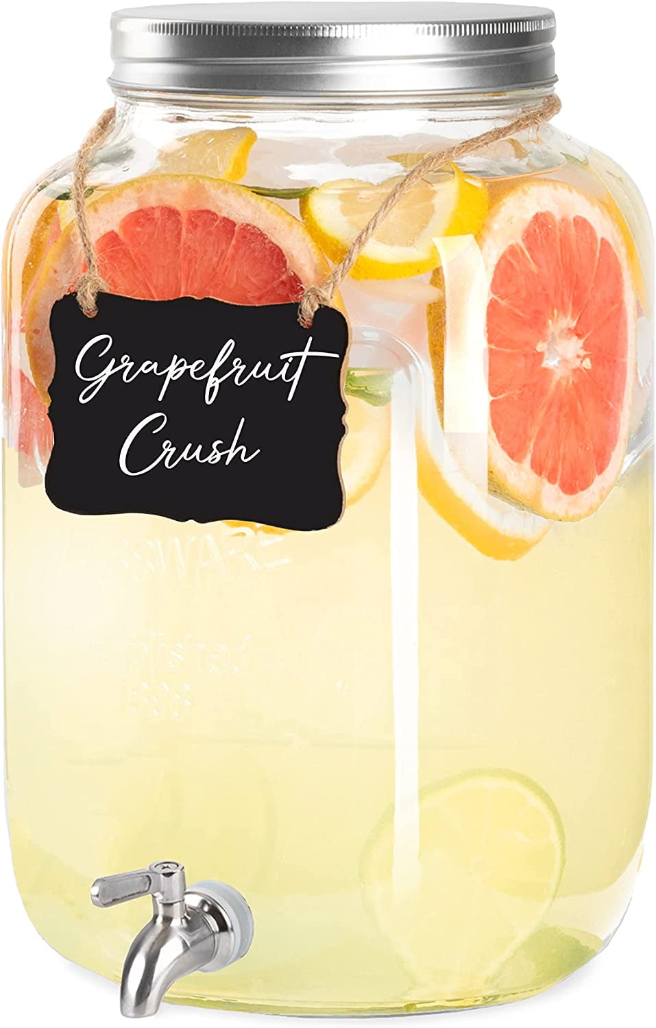 2 Gallon Drink Dispenser - Wide Mouth Glass Drink Dispenser - 100% Leak ...