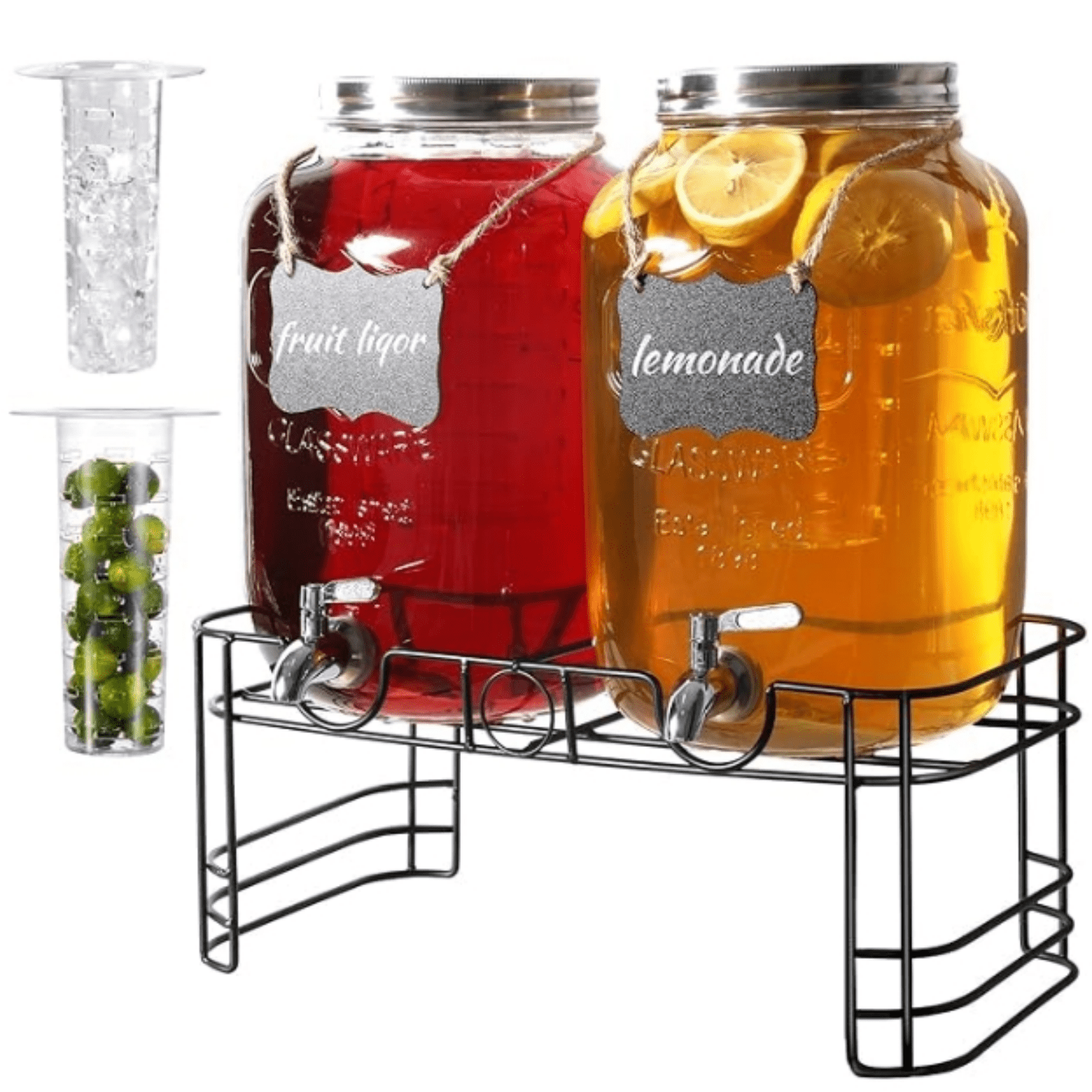 2 Gallon Drink Dispensers for Parties, 2 Pack Beverage Dispensers with ...