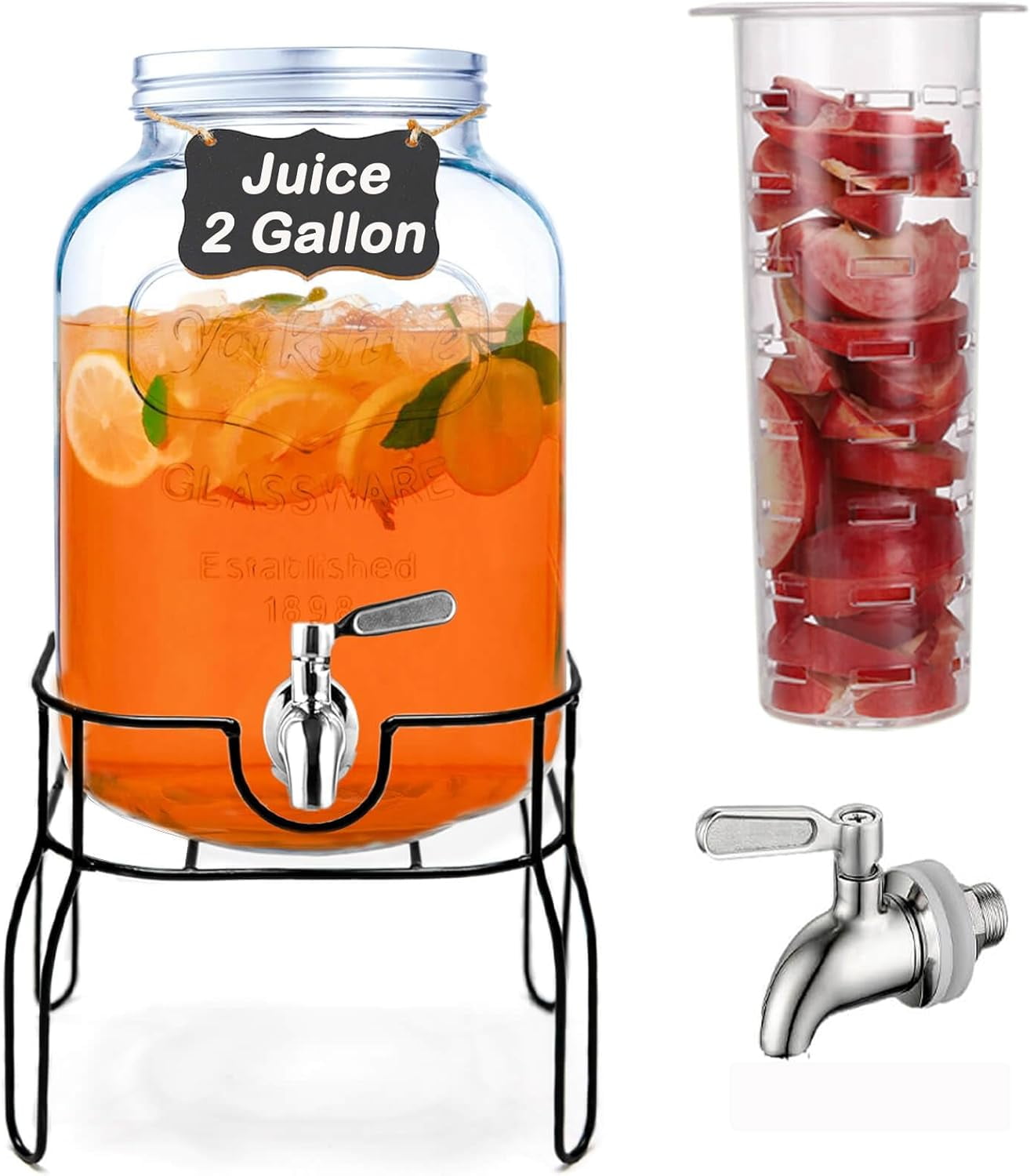 2 Gallon Drink Dispensers for Parties with18/8 Stainless Steel Spigot ...
