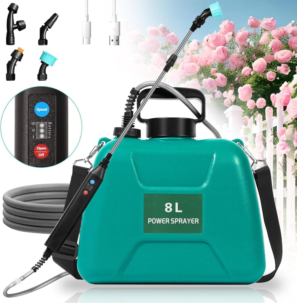 2 Gallon Electric Garden Sprayer, 2025 Upgraded Battery Powered Sprayer ...