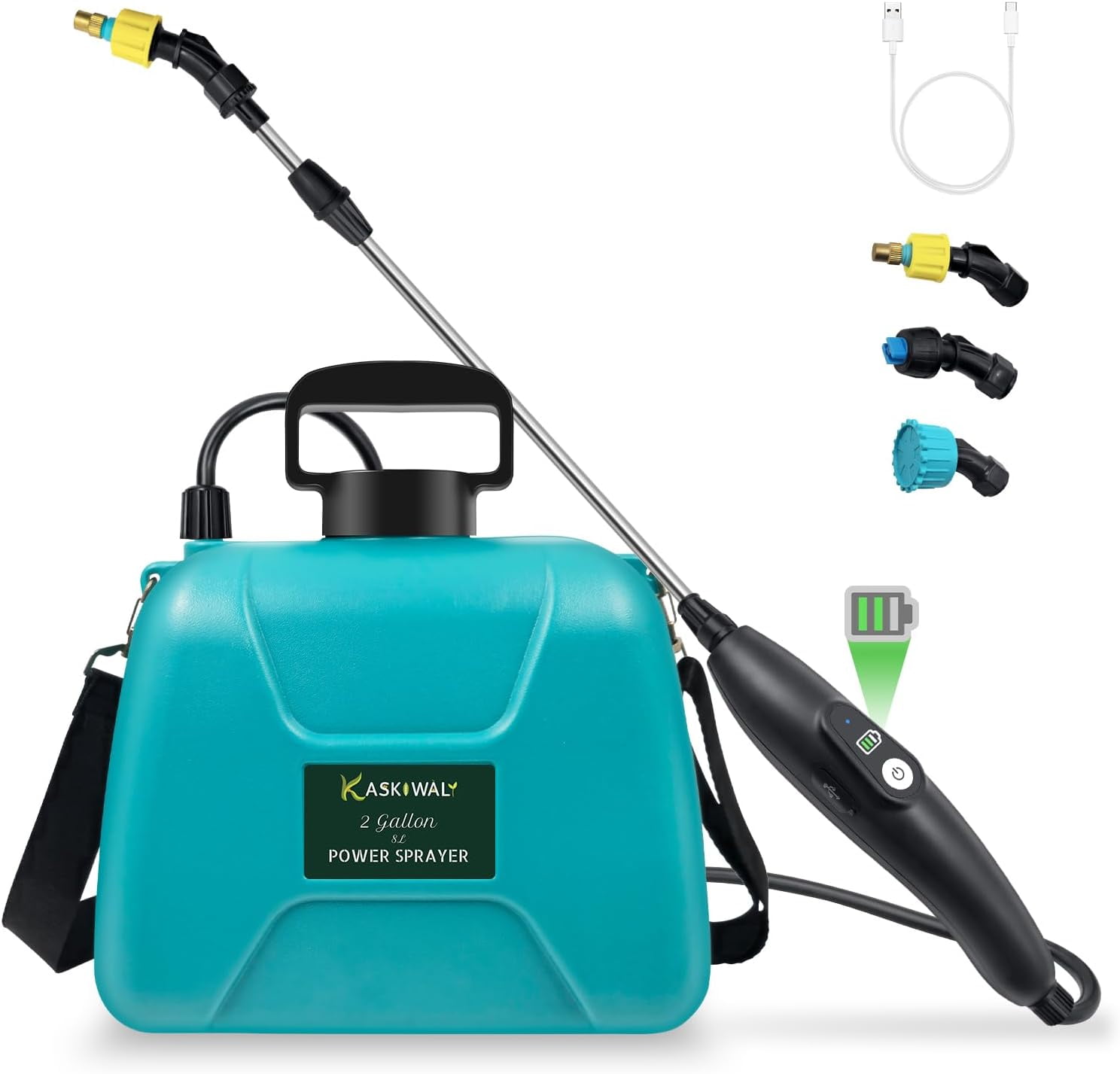 2 Gallon Electric Garden Sprayer, Battery Powered Sprayer with 3 Mist ...