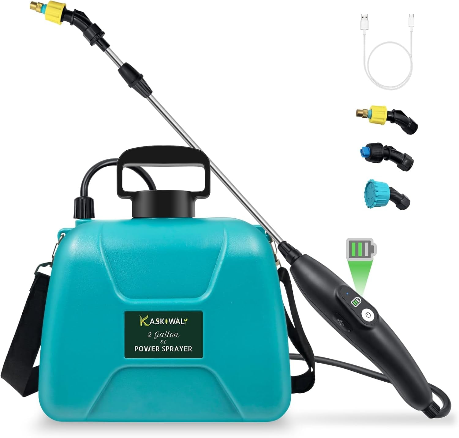 2 Gallon Electric Garden Sprayer, Battery Powered Sprayer with USB ...