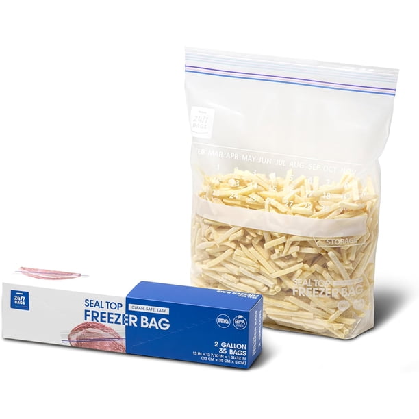 2 Gallon Freezer Bags, 35 Count with Expandable Bottom and New Calendar ...