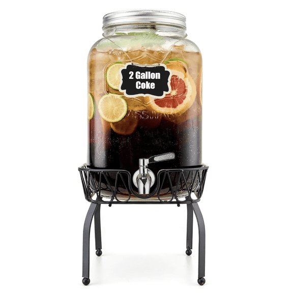 Stainless Steel Spigot Glass Beverage Dispensers for Home and Events