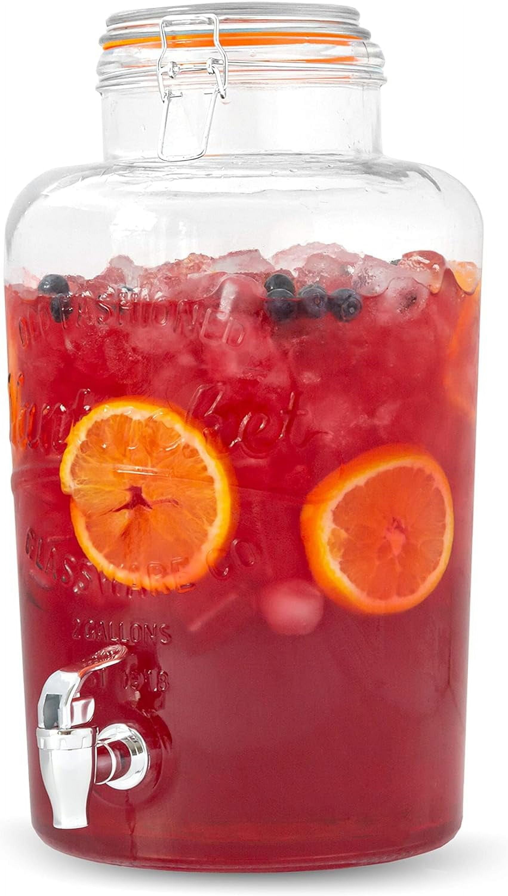 2 Gallon Glass Beverage Dispenser - Wide Mouth Mason Jar Drink ...