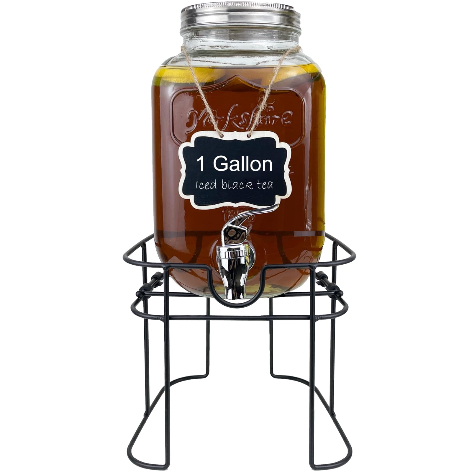 2 Gallon Glass Drink Dispenser 2 Pack with Stand and Spigot for Party ...