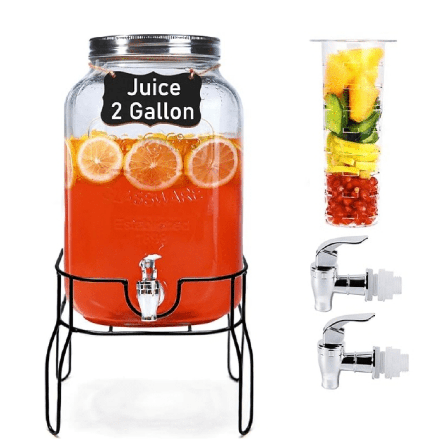 2 Gallon Glass Drink Dispensers for Parties, Sun Tea Glass Jar for ...