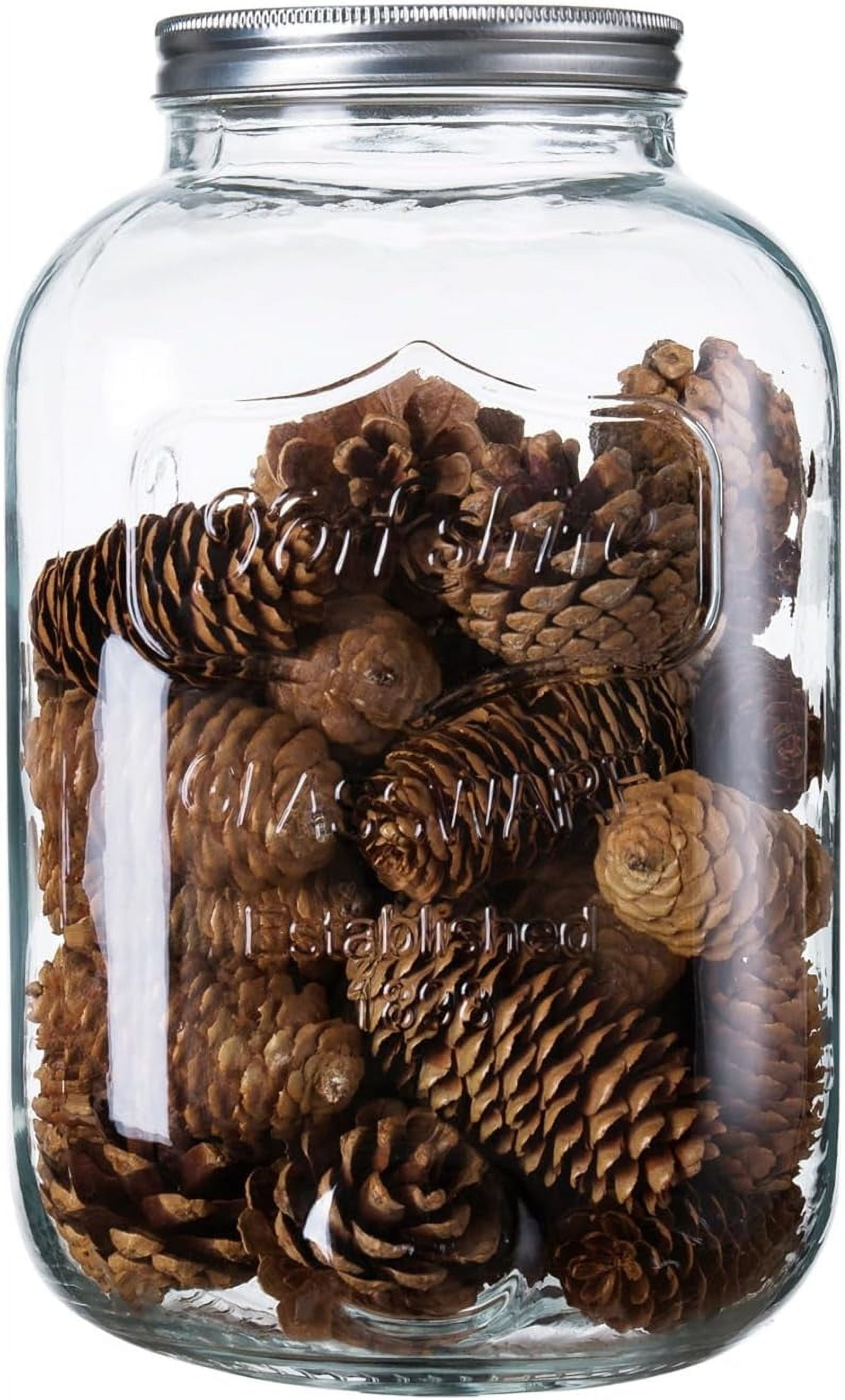 2 Gallon Mason Jar with Lid, Large Glass Jar with Wide Mouth, Big Glass ...