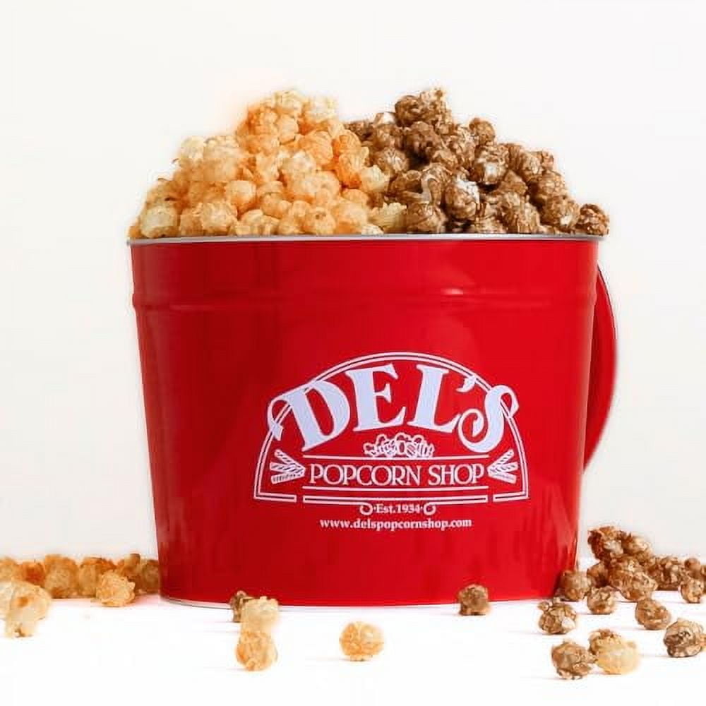 2 Gallon Popcorn Tin Gift - Half Cheese/Half Caramel Gourmet Popcorn ...