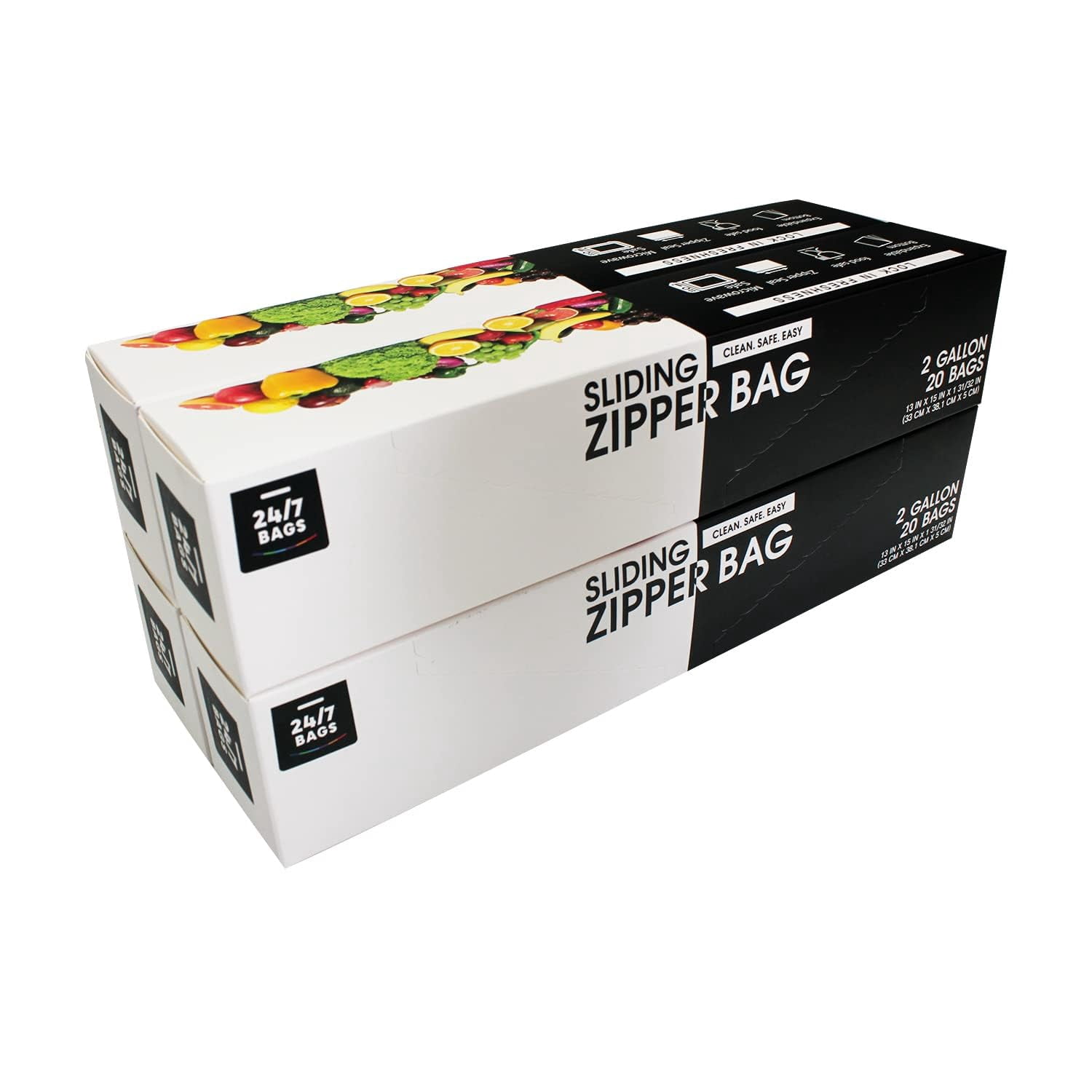 2 Gallon Slider Storage AIF9 Bags- 80 Count, Featuring Expandable ...