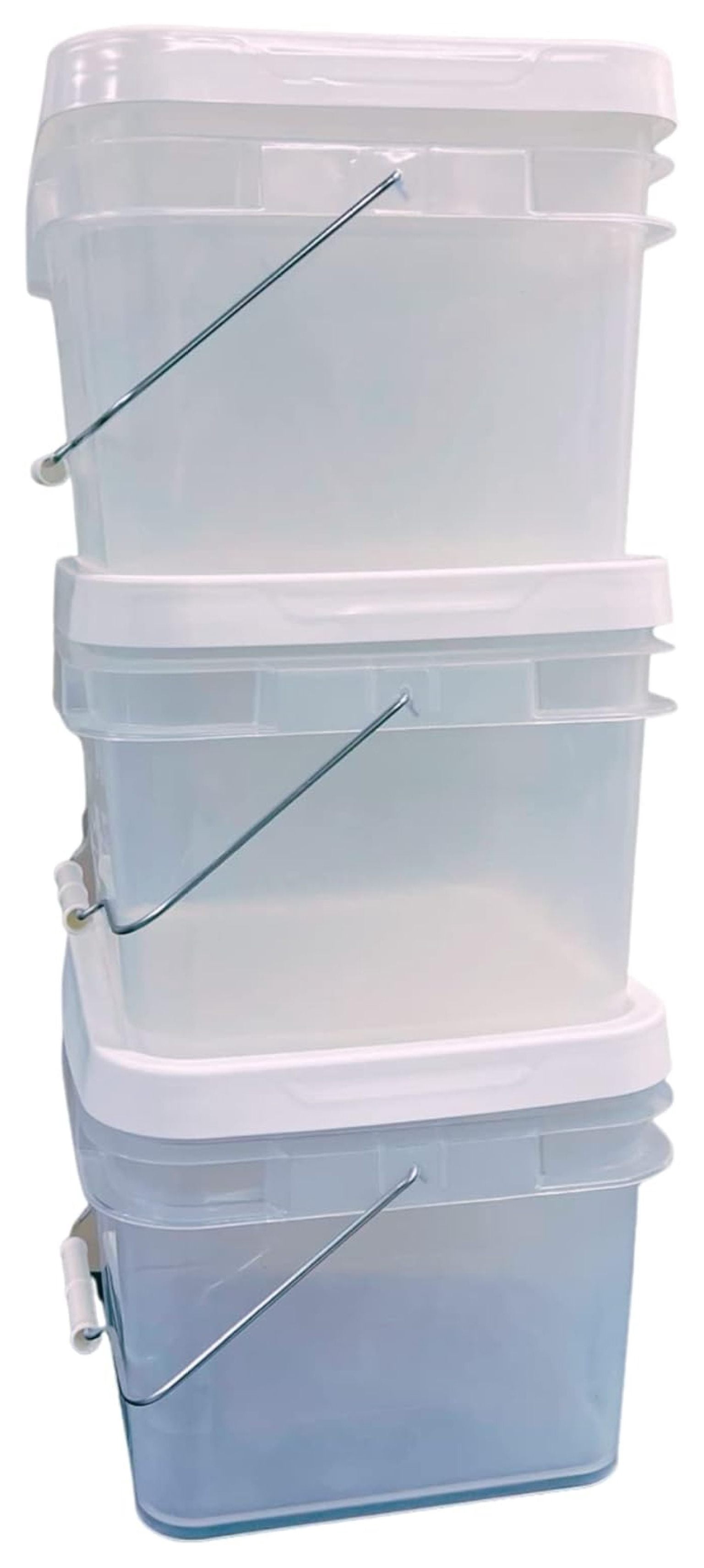 2 Gallon Square Food Grade Bucket Container Pail with Lid Metal Handle ...