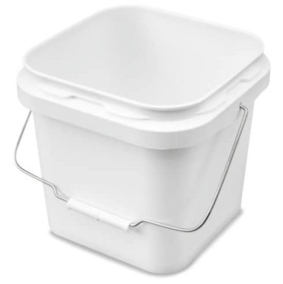 2 Gallon Square Food grade Bucket pail with Lid (Pack of 4) Made in USA ...