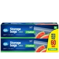 Large Portion Pack of 2 Gallon Storage Bags - 60 Count, Reusable Double ...