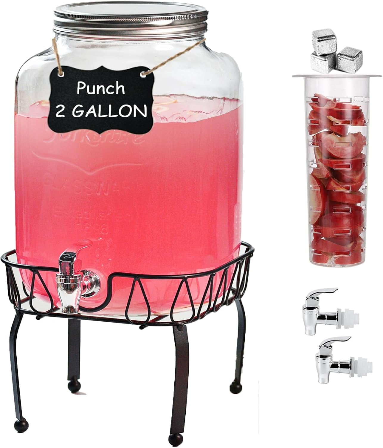 2 Gallon Sun Tea Glass Jar for Outside, Lemonade Dispenser 2 Press ...