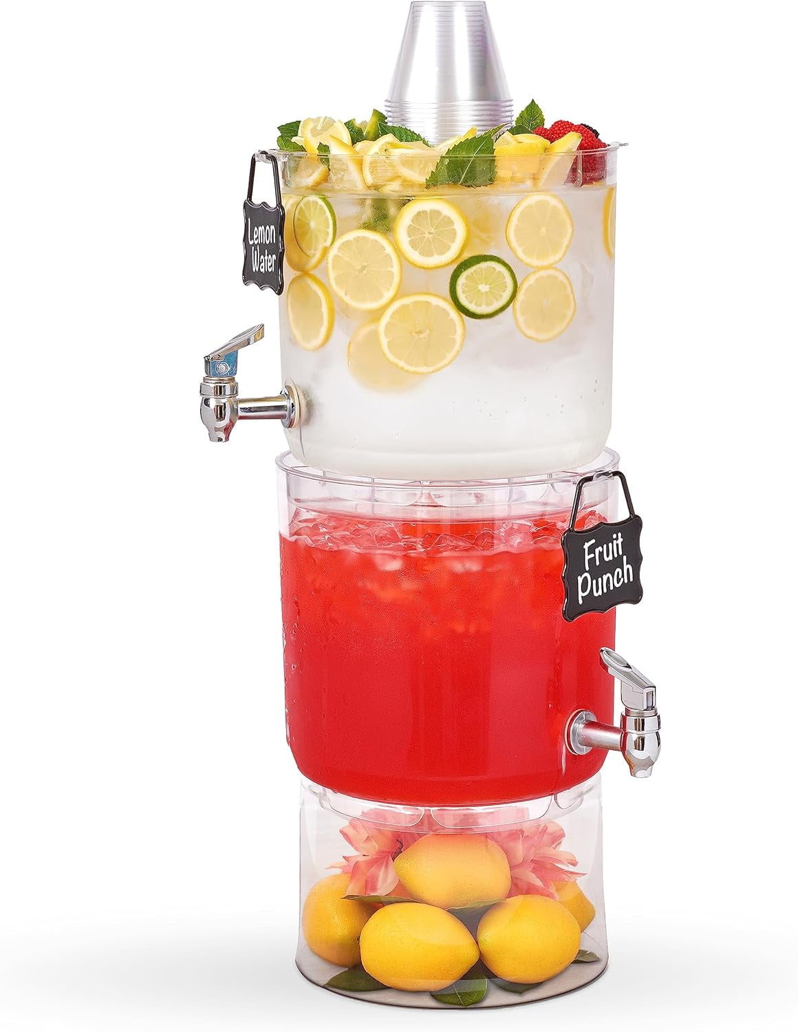 2-Gallon Tritan Beverage Dispenser with Stand - Set of 2, Stackable ...