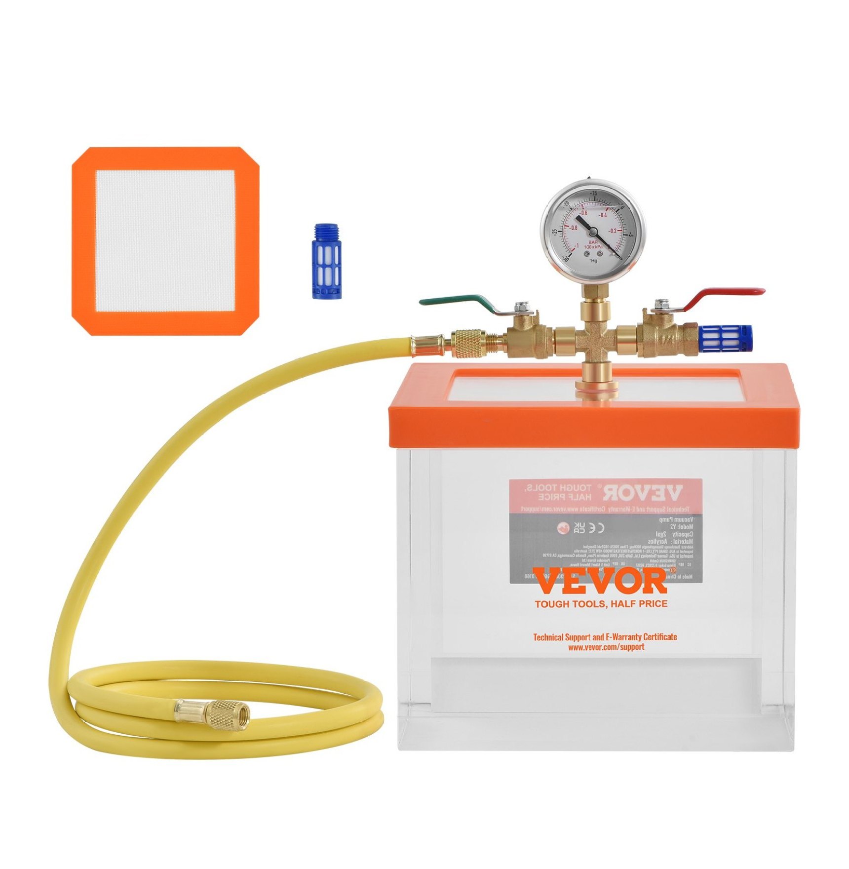 2 Gallon Vacuum Chamber, Upgraded Multipurpose Acrylic Vacuum Degassing ...