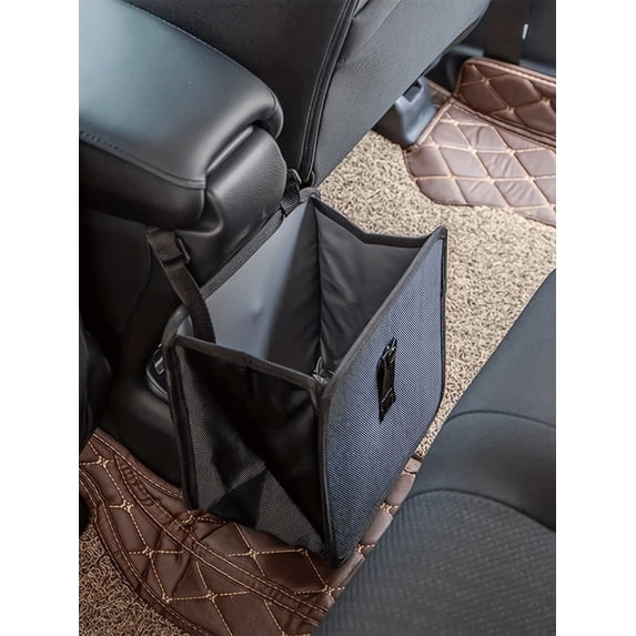 2-Gallon Waterproof Black Car Trash Can – Hanging Armrest Garbage Bin ...